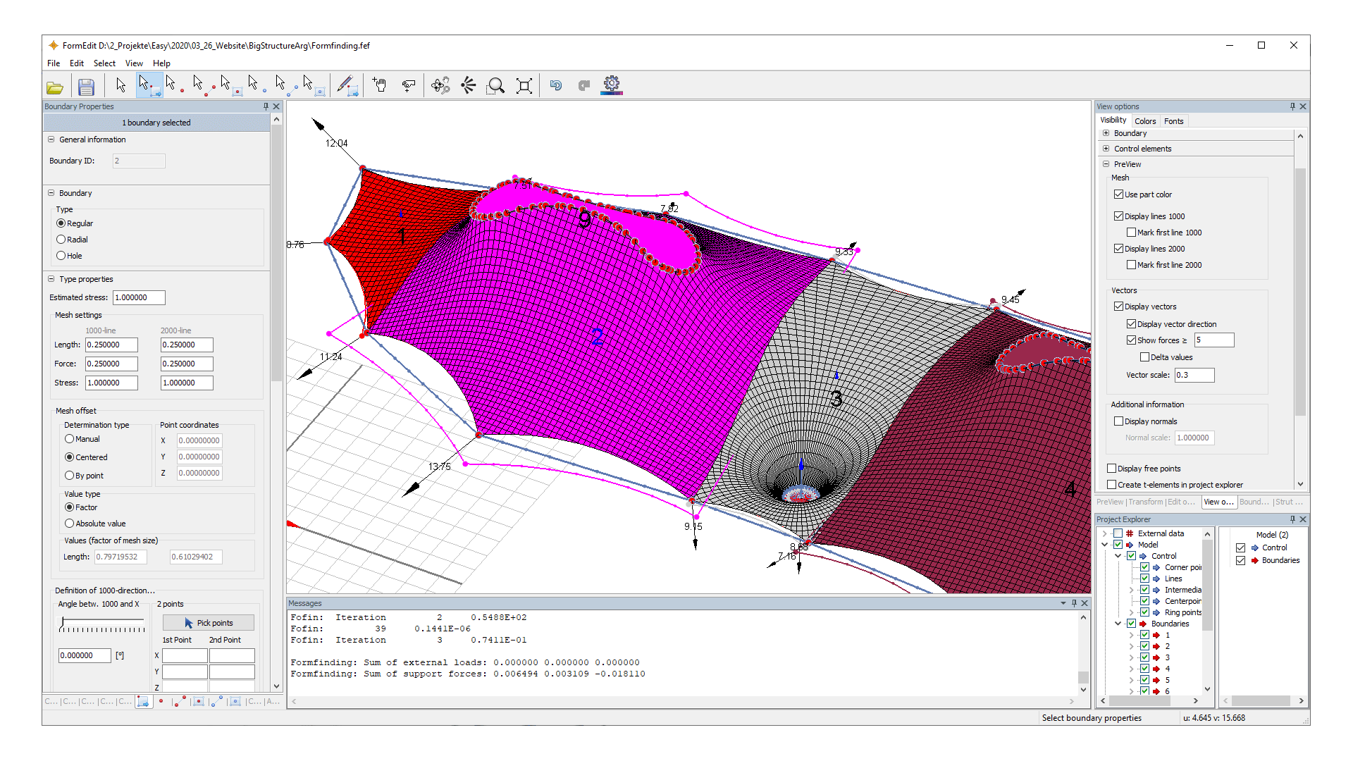 Easy.Form - Software for Formfinding, Tools for the better form in membrane engineering