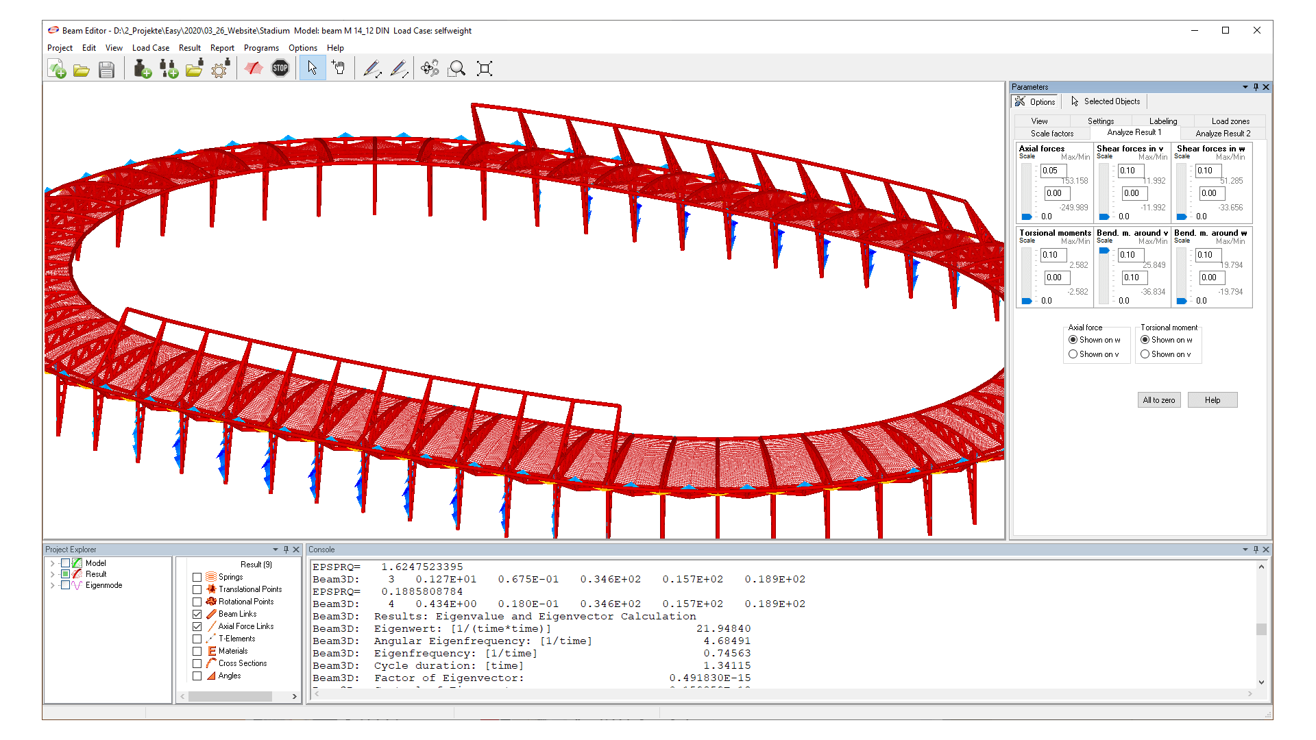 Easy.Beam - Analysis of hybrid support structures with membranes and cables